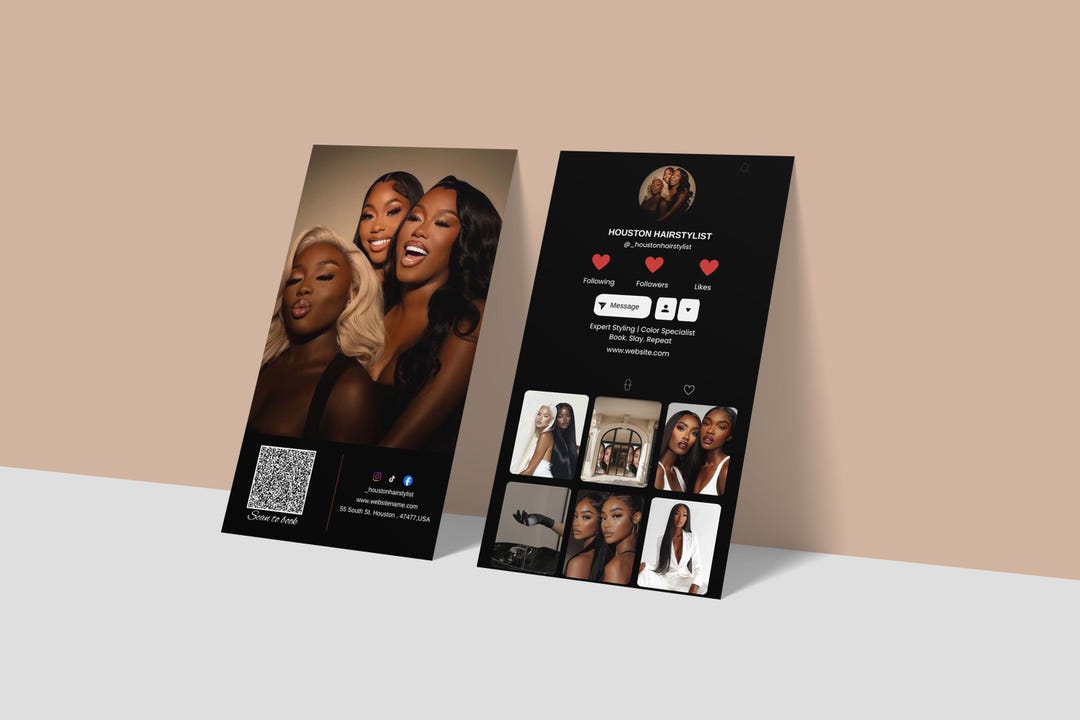 Hair Business Card Template | QR Code, Hair Stylist, Lash Tech (canva ...