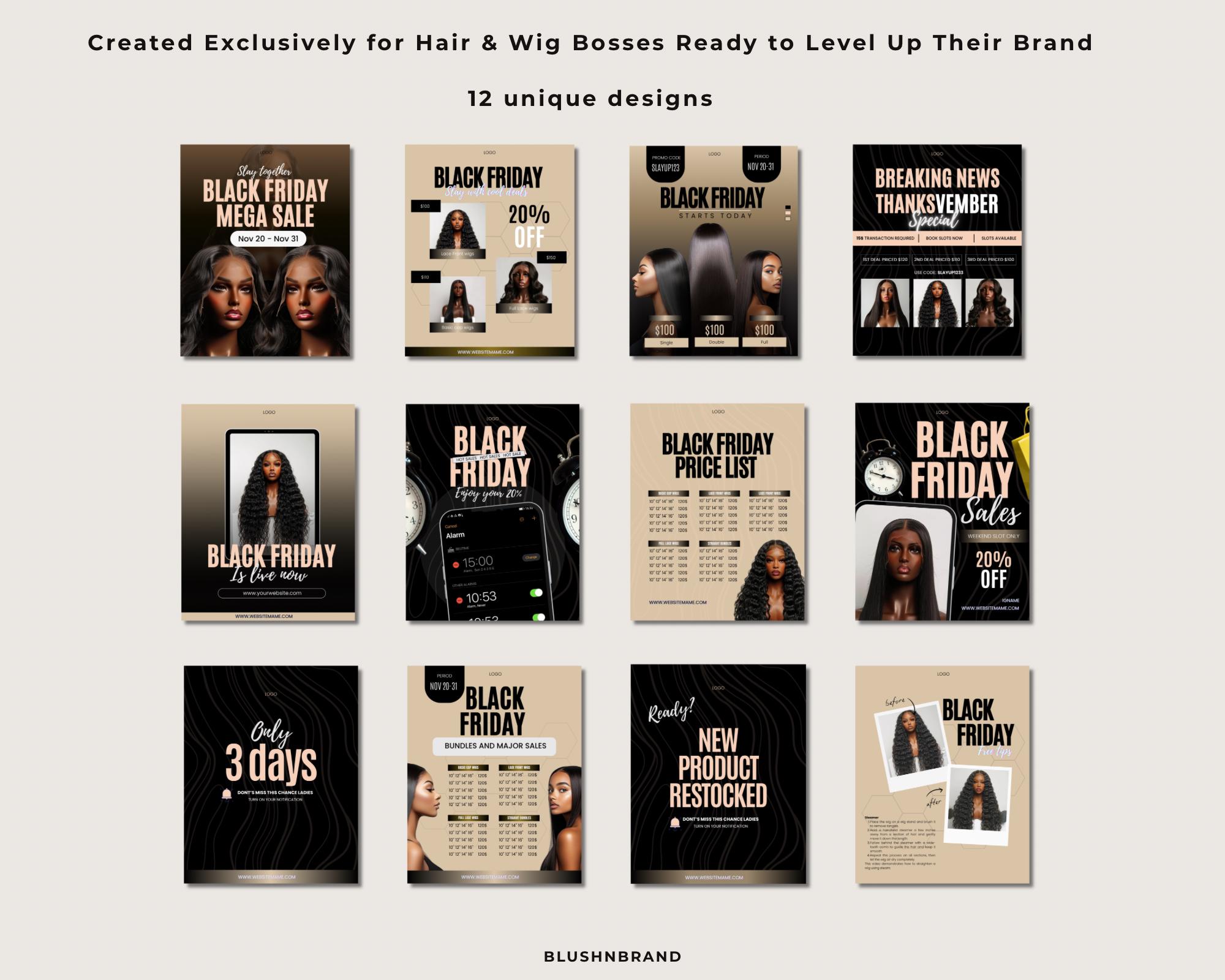 Black Friday Flyer Templates for Hair | Black Friday Hair Flyers ...