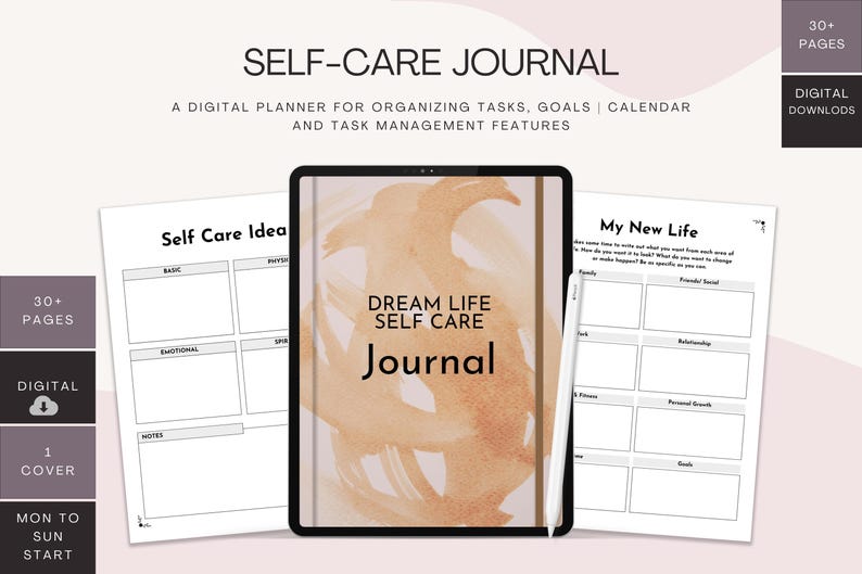 Self Care Journal, Digital Self-care Planner, Wellness Journal, Digital ...