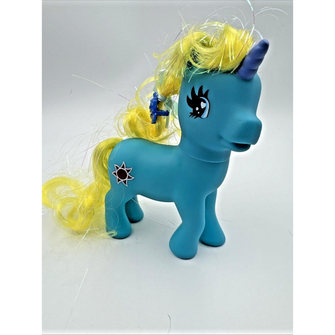 My Little Pony 1981 Blue Teal Toy Vintage 3-16-81 Yellow Glitter Hair ...