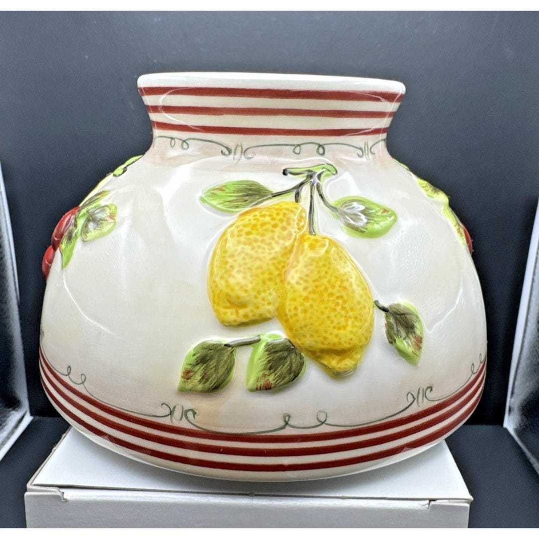 Home Interiors Jar Candle Capper Shade Topper Fruit Lemons and Cherries ...