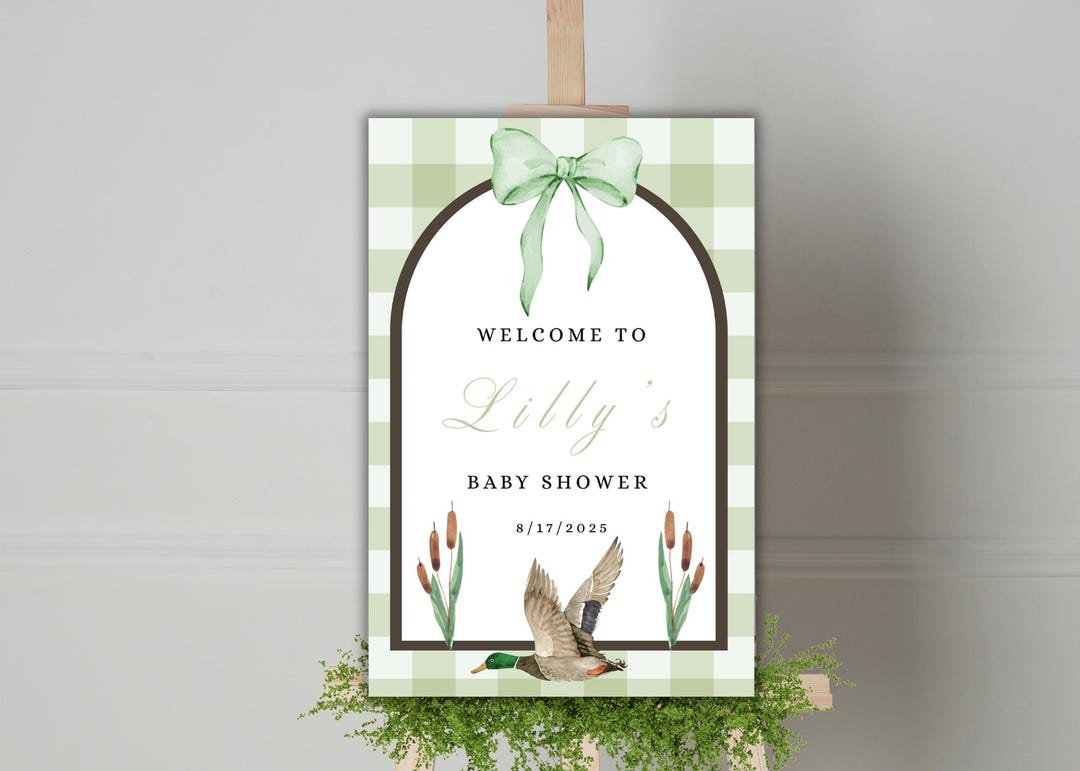 Duck Baby Shower Welcome Sign, Baby Shower Welcome Sign, Mallard Baby ...