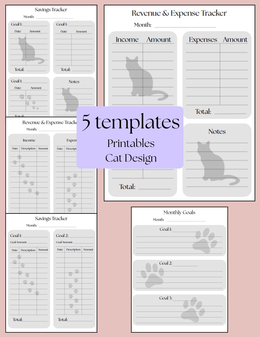 Budget Tracker Printable, Revenue and Expense Tracker, Savings Tracker ...