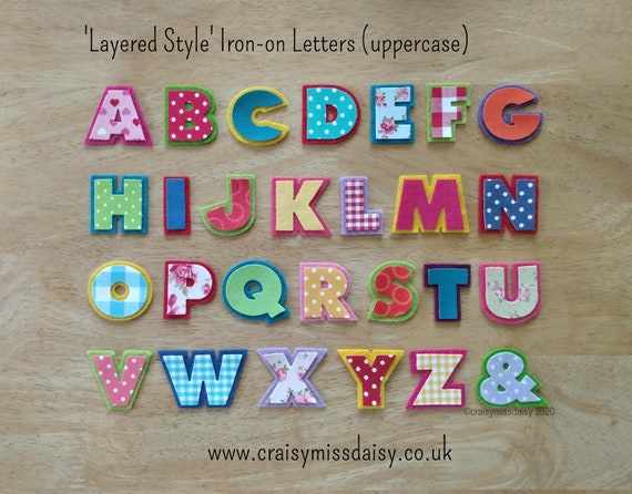 Iron on Fabric Letters uppercase 2 piece 'Layered' | Etsy