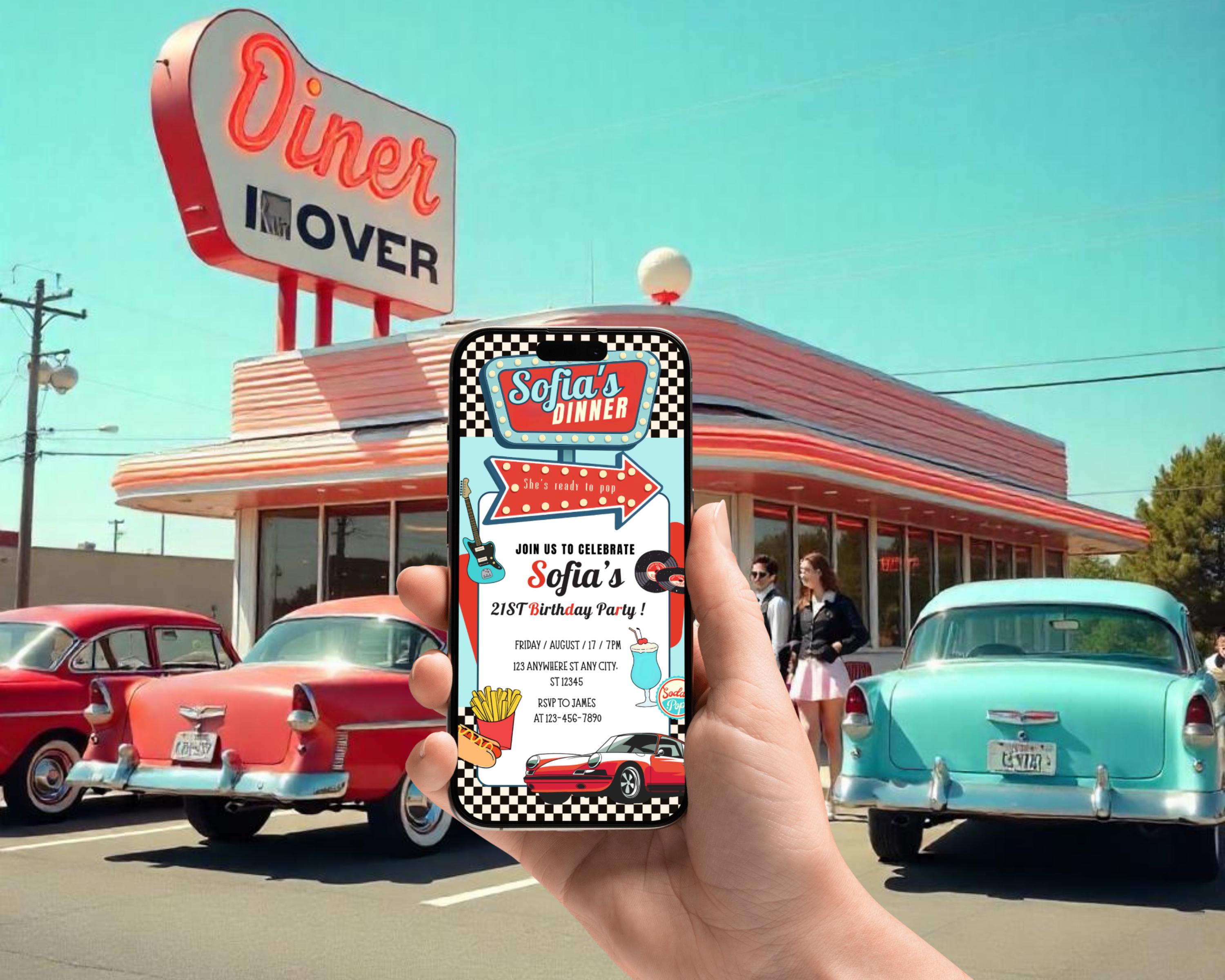 Retro 50s Diner Birthday Invitation Editable 1950s Birthday Party ...