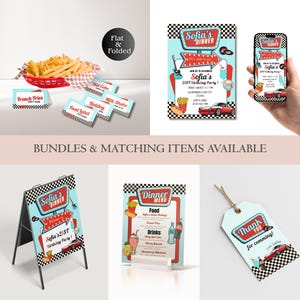 Retro 50s Diner Menu Sign Editable Printable Soda Soiree Food Label ...