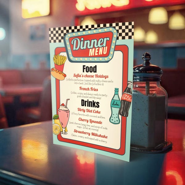 Menu for Diner - Etsy