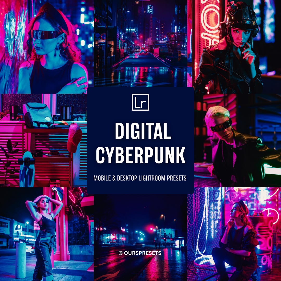 20 Cyberpunk Lightroom Presets, Neon Urban City Filters, Midnight ...