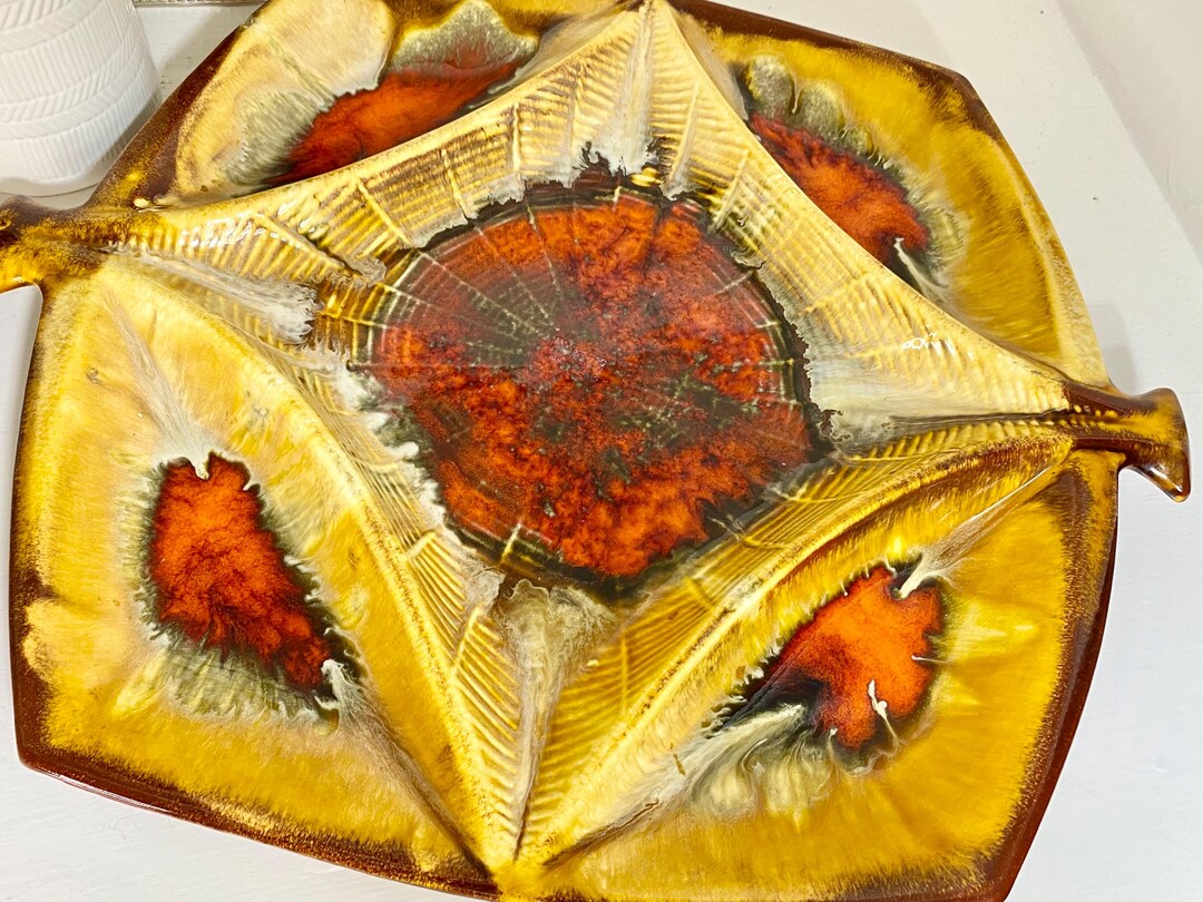 Vintage Marcia of California Pottery Platter | MCM Lava Drip Chip & Dip ...