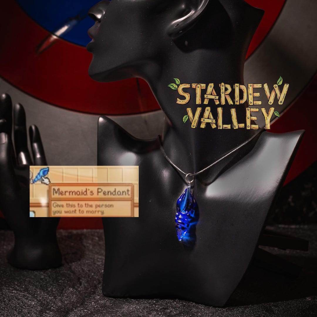 Stardew Valley Mermaid Pendant Necklace Handmade Glass Jewelry Gift for ...