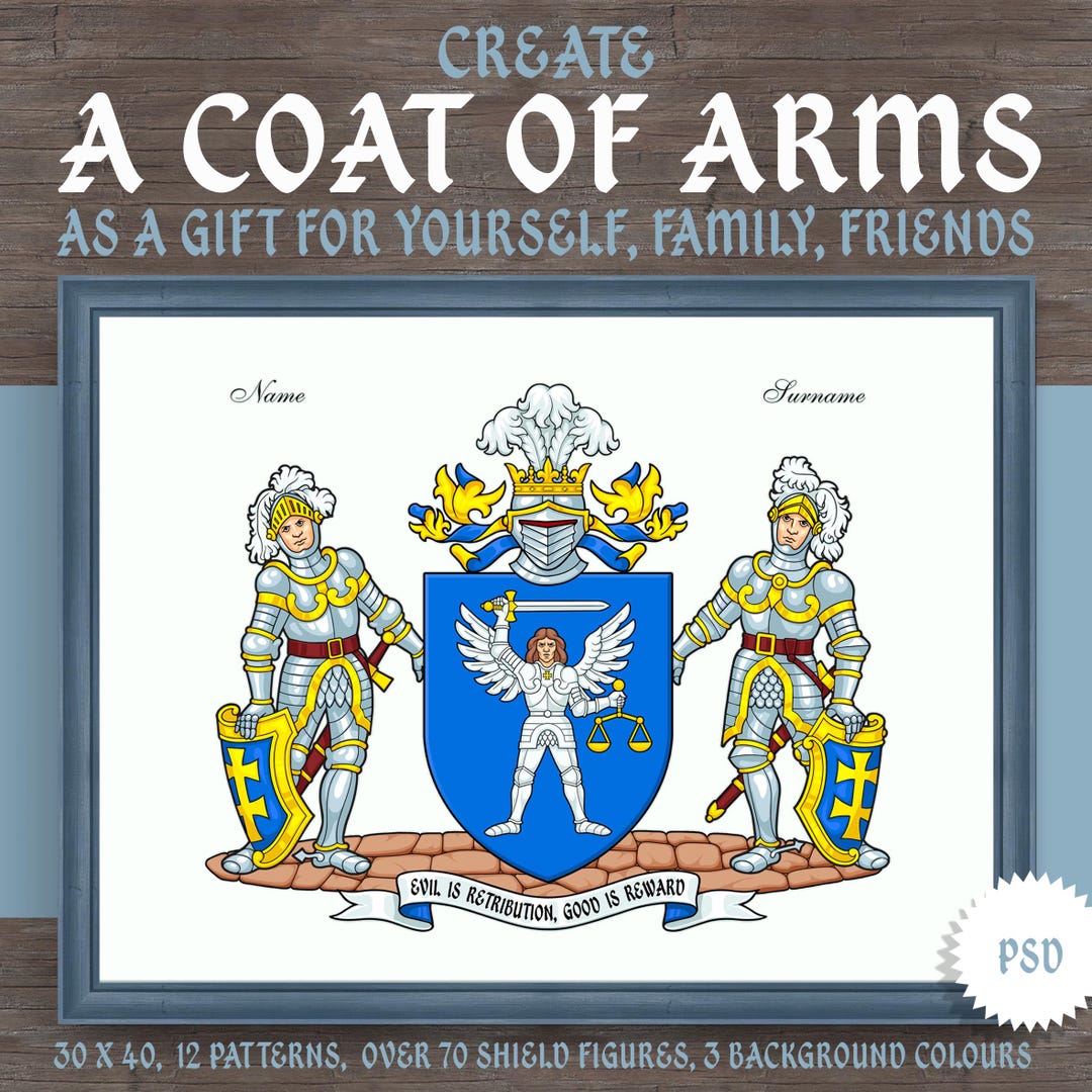 DIY Coat of Arms Creator – Custom Family Crest | Printable Gift, Poster ...