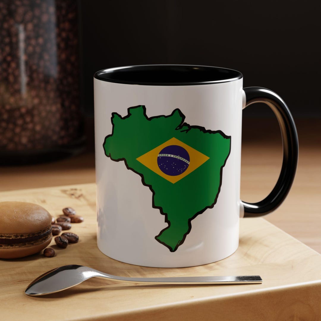 Brazil Coffee Mug: Heart, Flag, and Coffee Bean Designs - Etsy