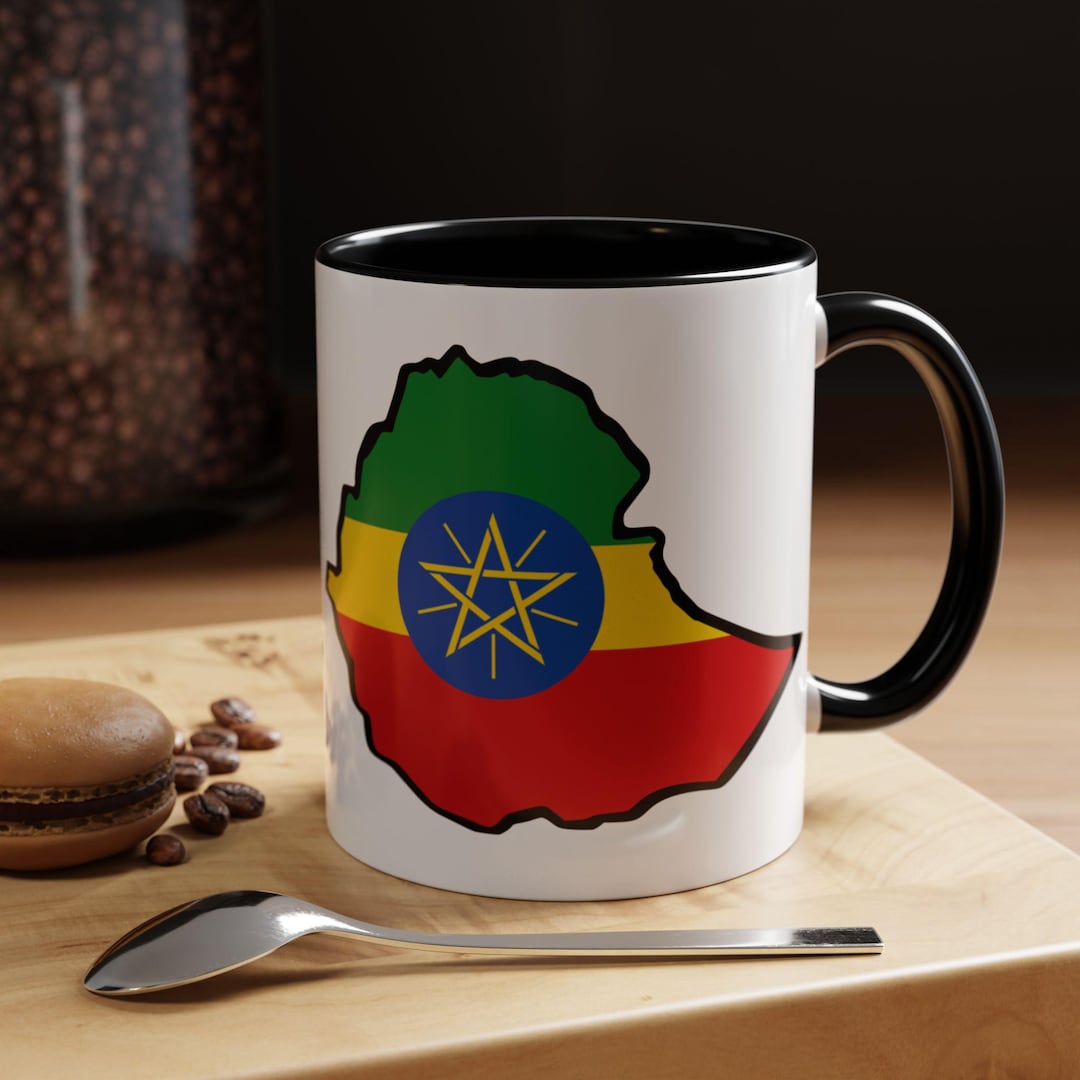 Ethiopia Coffee Mug: Ethiopian Country Outline, Heart, Acacia, and ...
