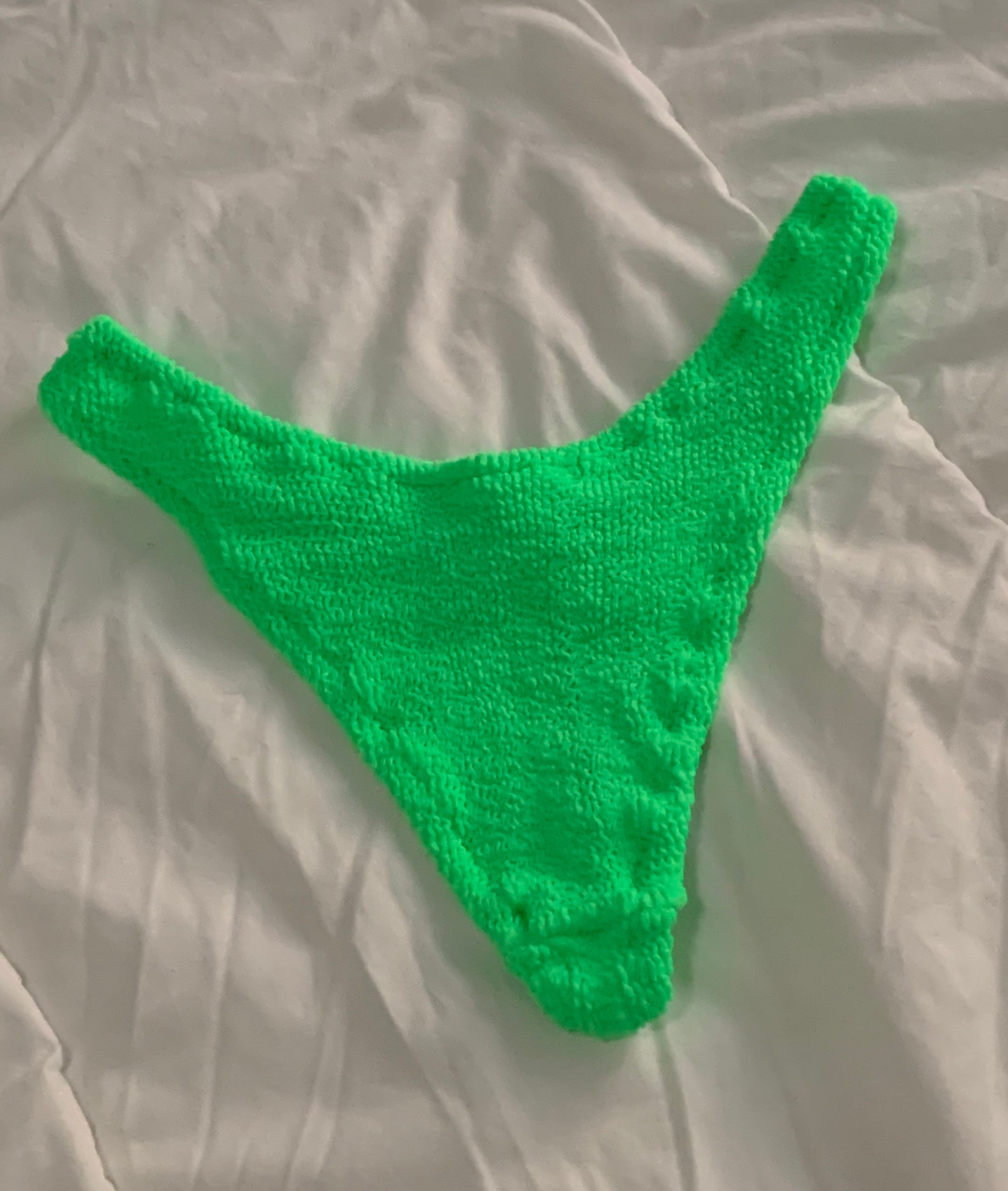 High Cut Tanning Thong Bikini Brief in Apple Green Crinkle - Etsy