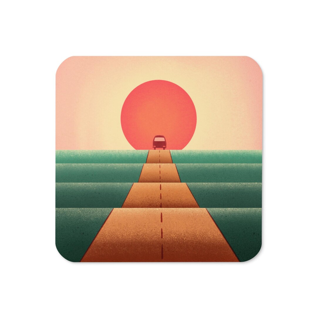 MAK Sunset Road T2 Pop-top Camper Van Bus Cork-back Beverage Coaster - Etsy