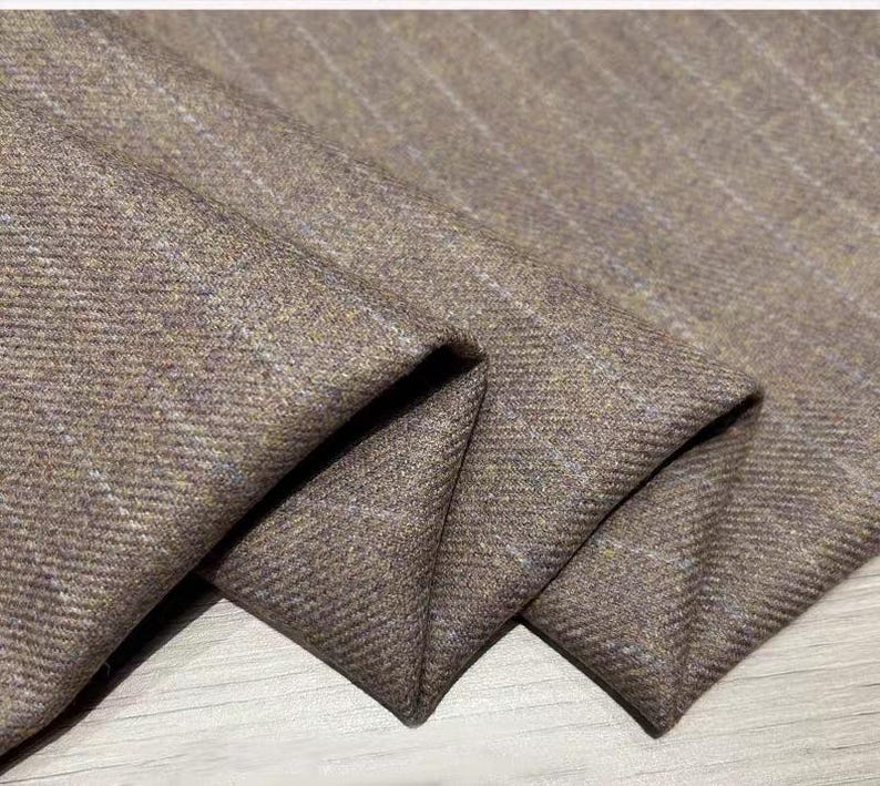 New Autumn Winter Striped Wool Blend Suiting Fabric 80% Wool 500gsm ...