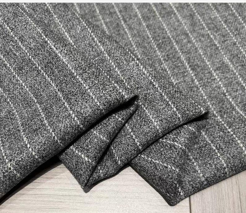 New Autumn Winter Striped Wool Blend Suiting Fabric 80% Wool 500gsm ...