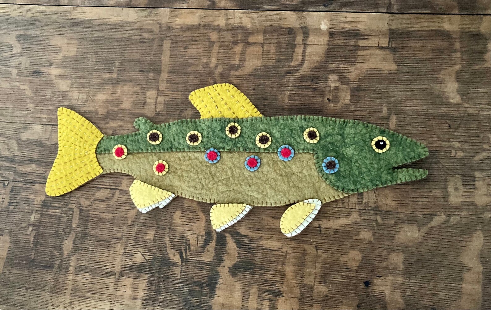 A Brown Trout Penny Rug | Etsy