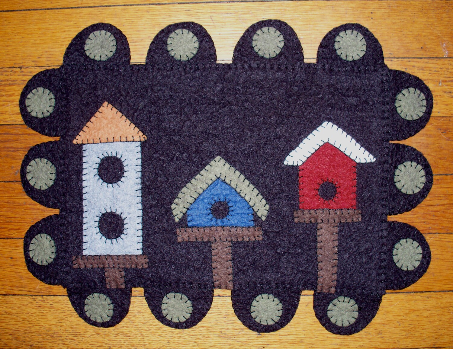 Birdhouse Row Wool Felt Penny Rug - Etsy
