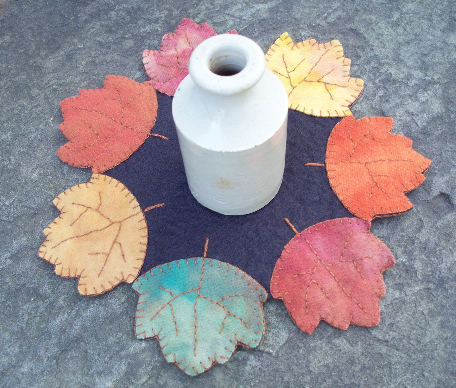 Autumn Leaves Felted Wool Candle Rug - Etsy