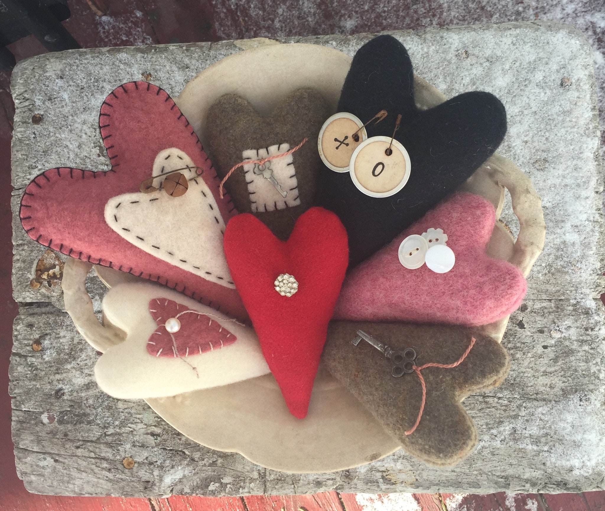 Prim Heart Bowl Fillers Set of 3 - Etsy