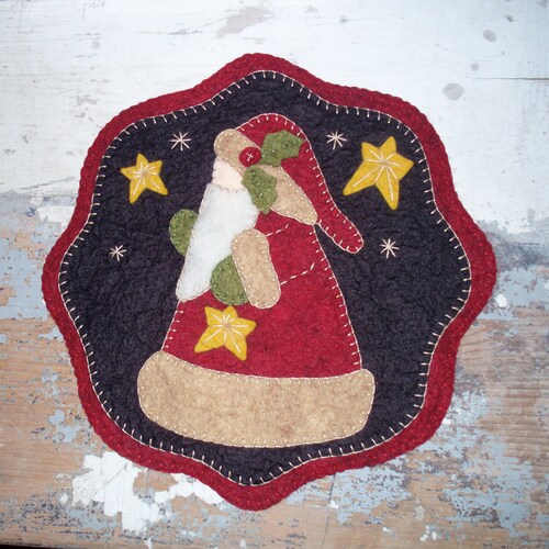 Strolling Santa Wool Applique Kit - Etsy