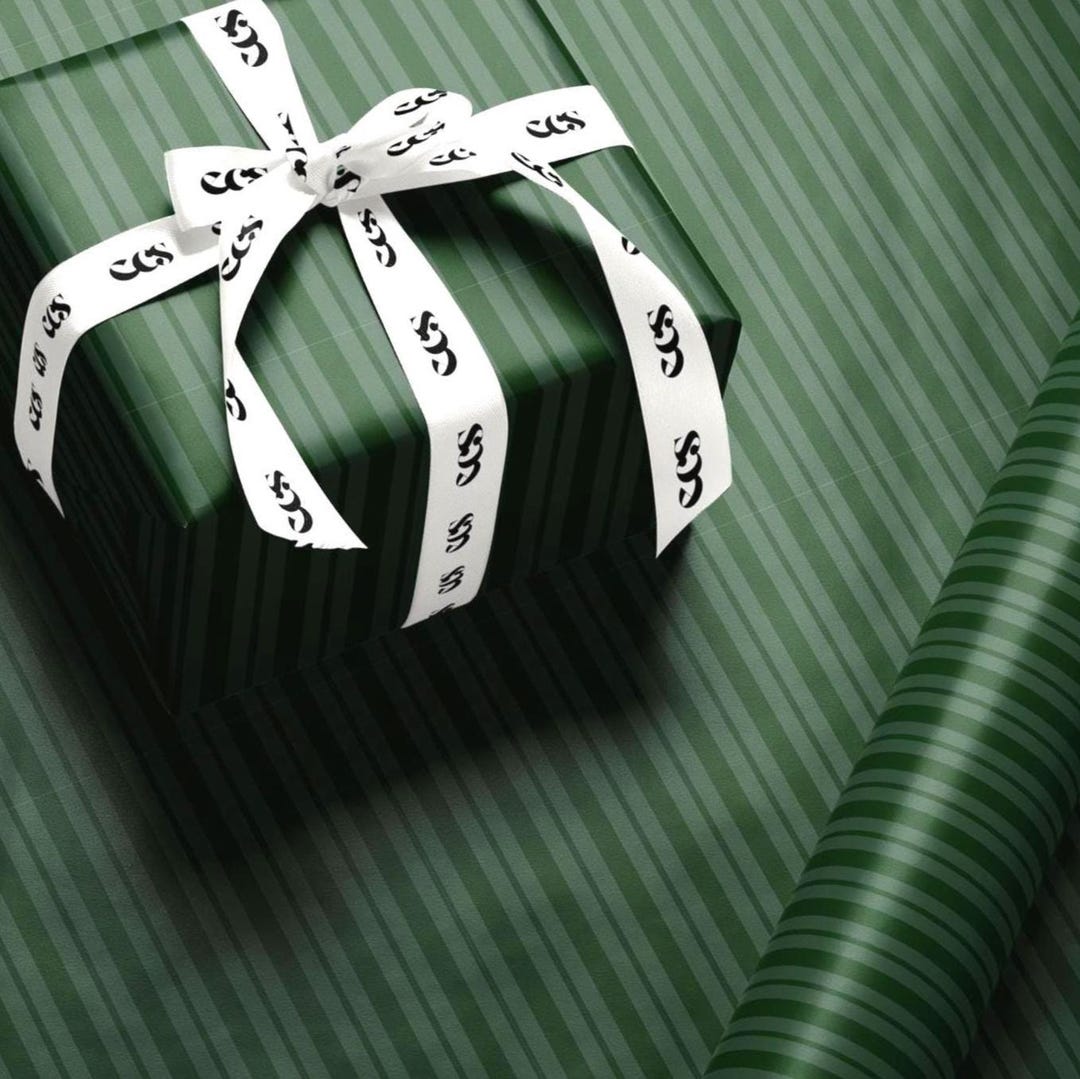 Dark Green Striped Gift Wrapping Paper: Glossy or Matte Holiday Wrap - Etsy
