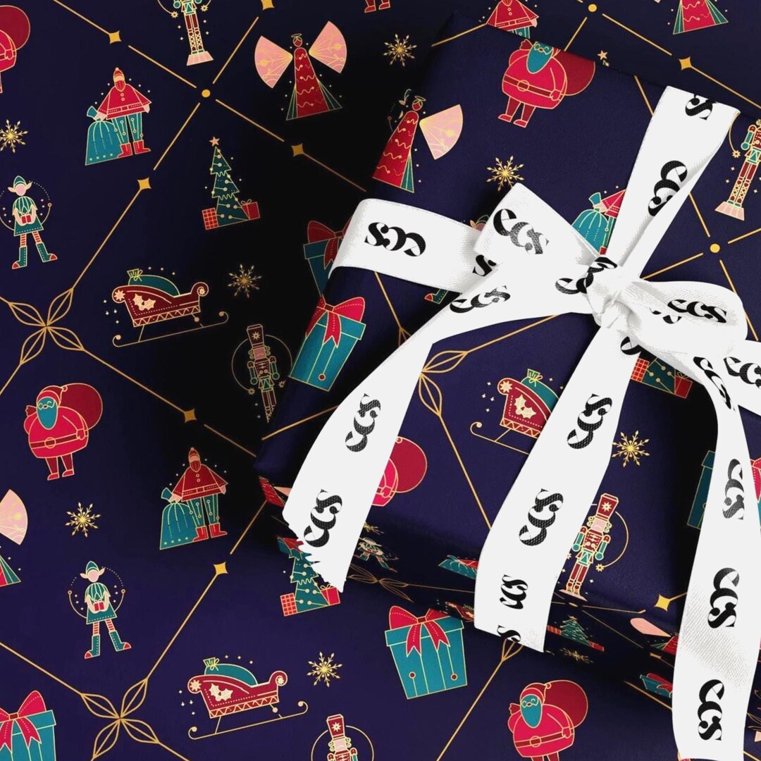 Luxury Purple Christmas Wrapping Paper: Santa, Nutcracker, Sleigh - Etsy UK