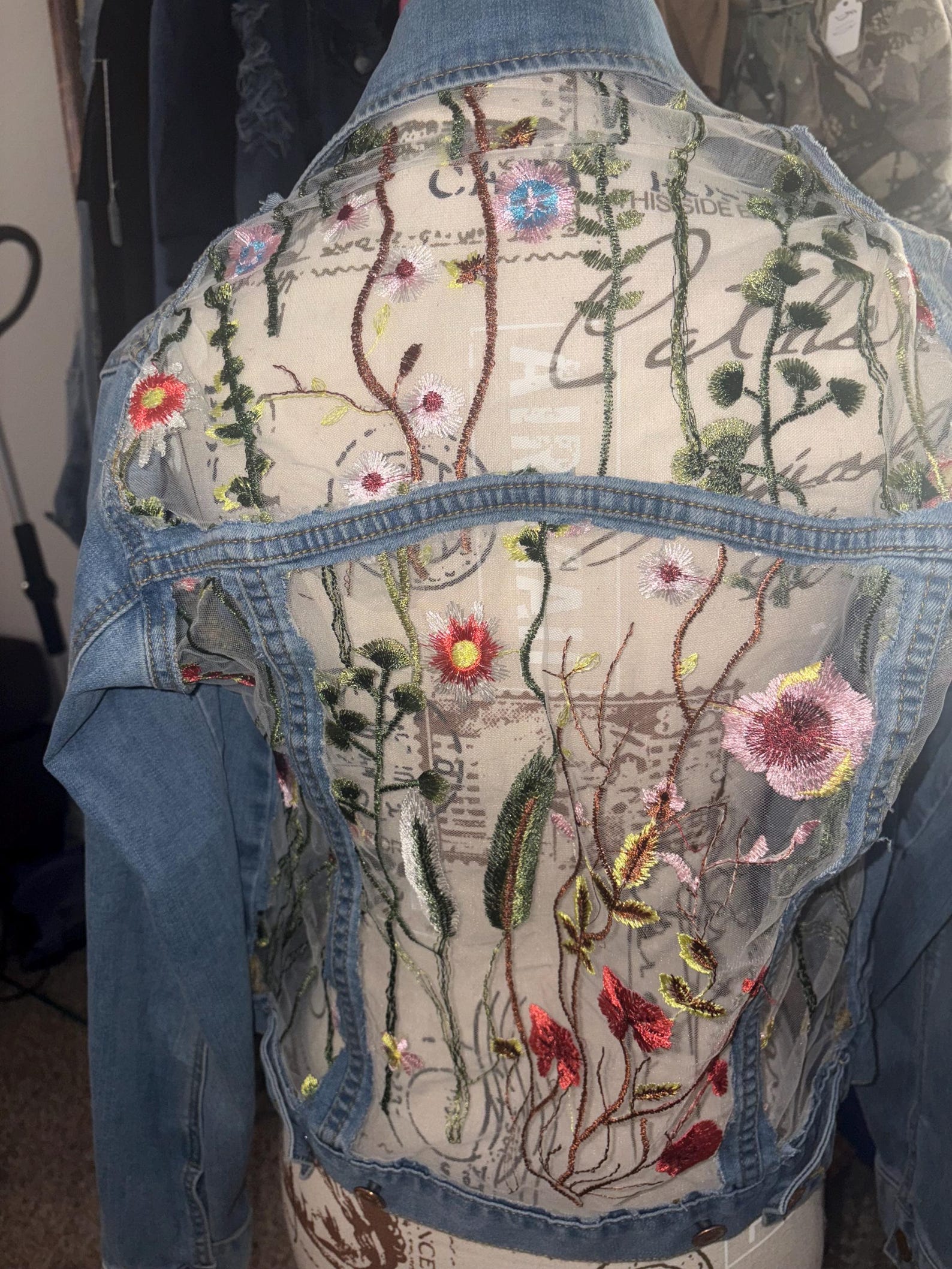 Lace Floral Denim Jacket - Etsy