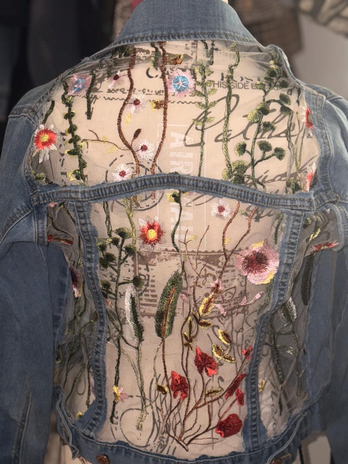 Lace Floral Denim Jacket - Etsy
