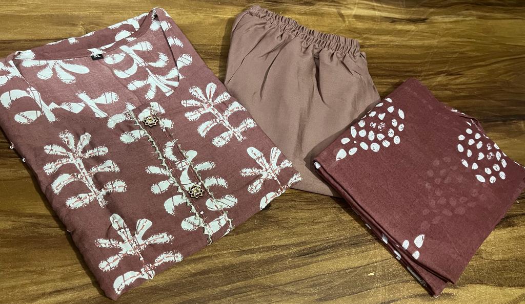 Indian Rayon Kurti Pant and Dupatta Set Kurit Dupatta Set Summer Wear ...