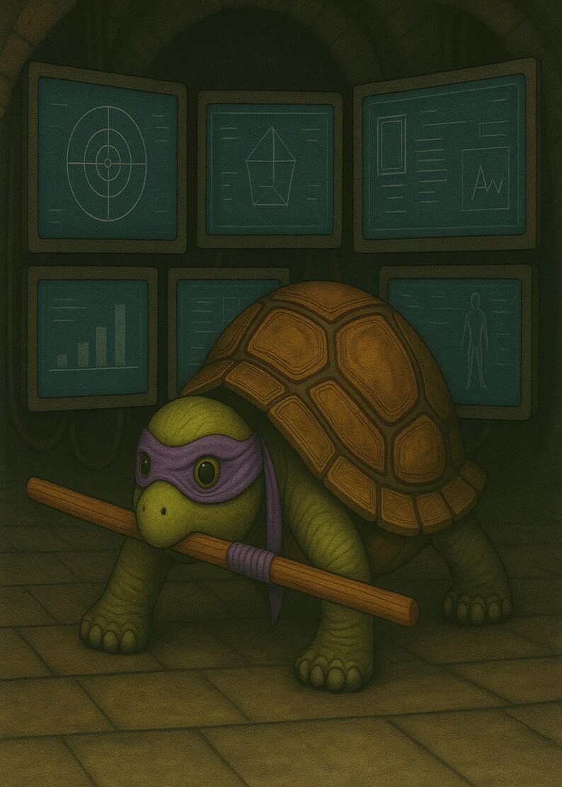 Tech Lair Turtle Warrior – Digital Art Print | Ninja-inspired Turtle ...