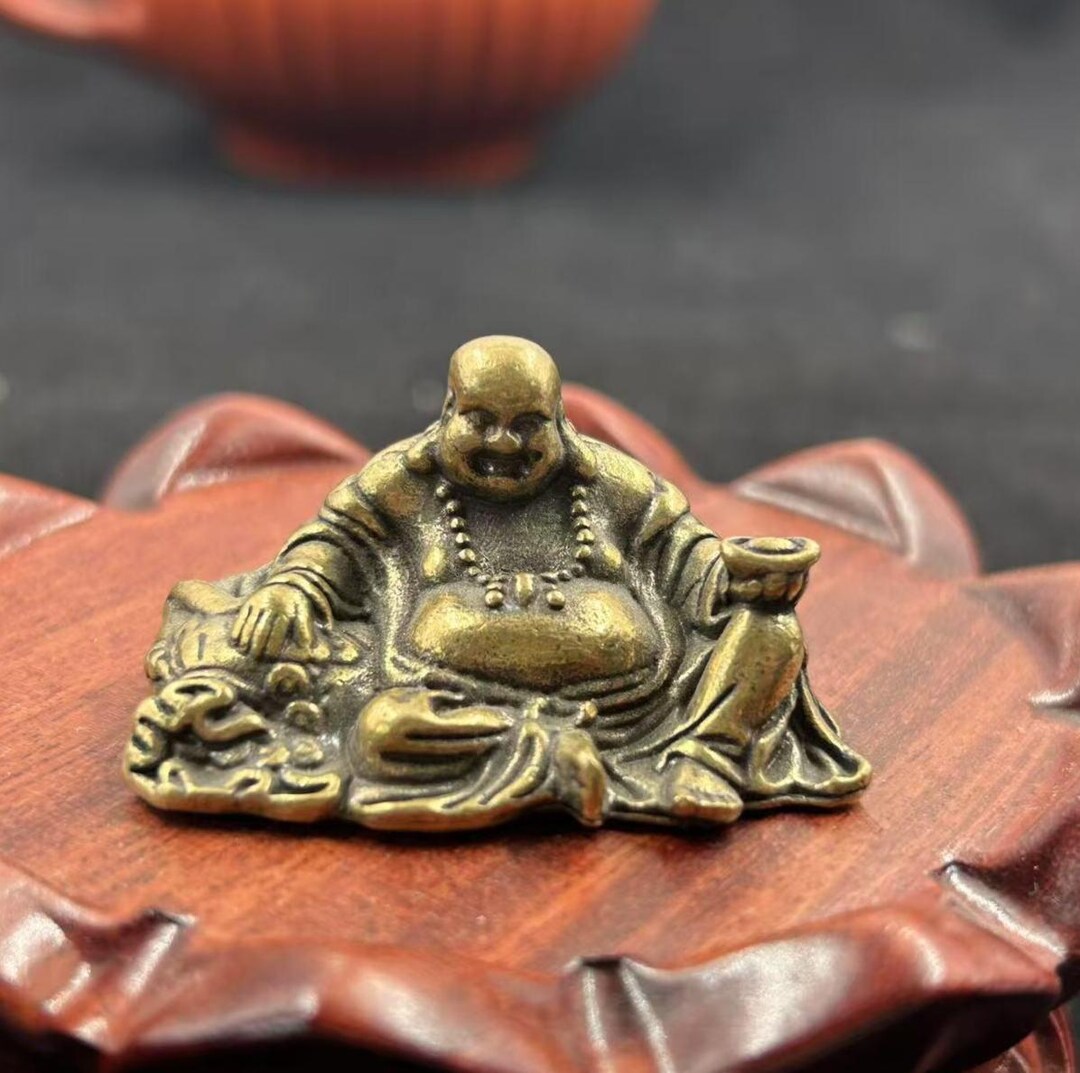 Buddhist Antique Brass Mini Dharma Buddha Sitting Buddha, Peace Zen ...