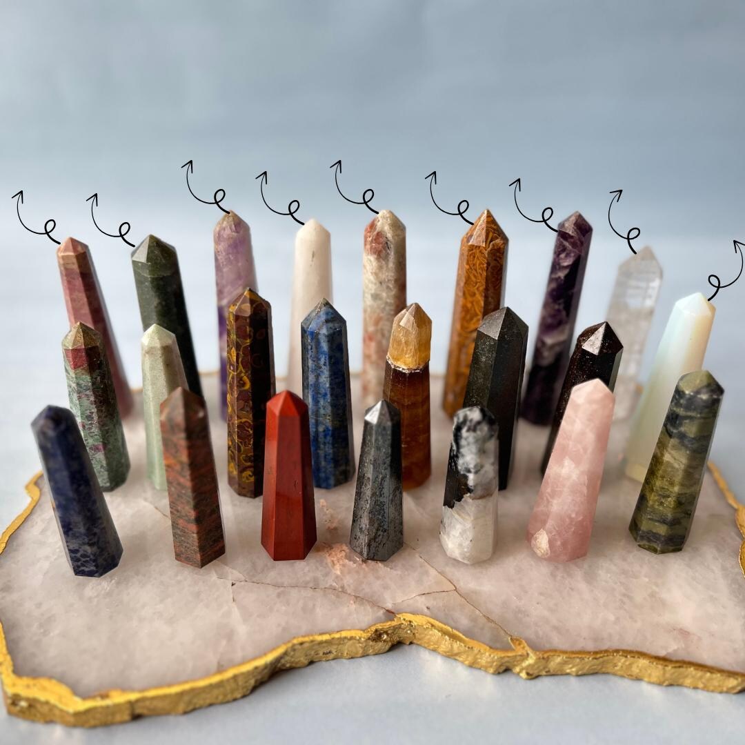 3-4" Crystal Obelisks | Gemstone Towers | Amethyst, Rose Quartz ...