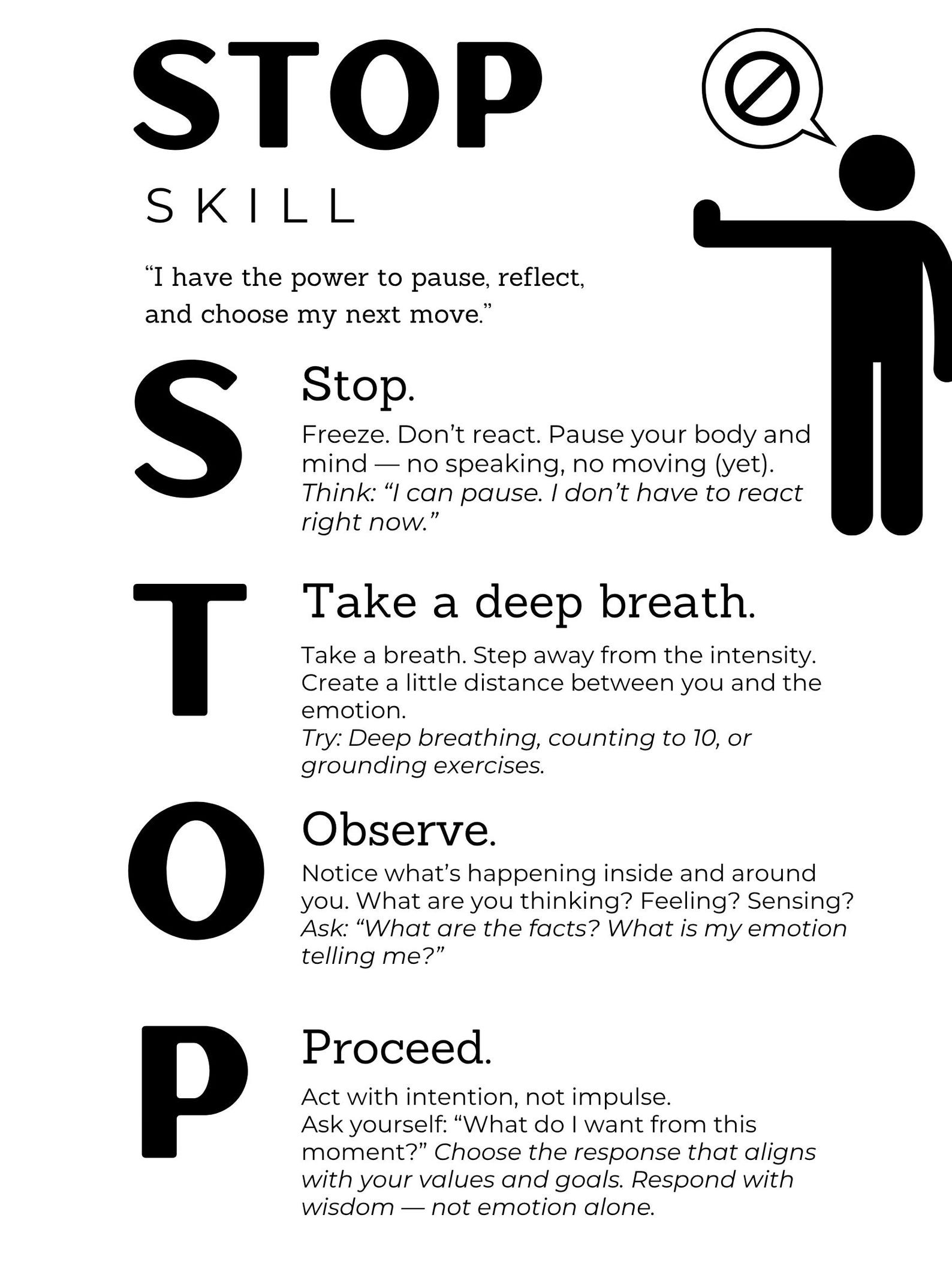 The STOP Skill (DBT Inspired) Printable - Etsy