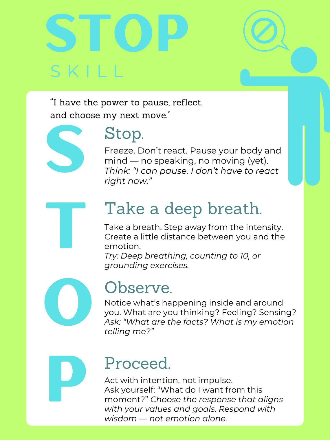 The STOP Skill (DBT Inspired) Printable - Etsy