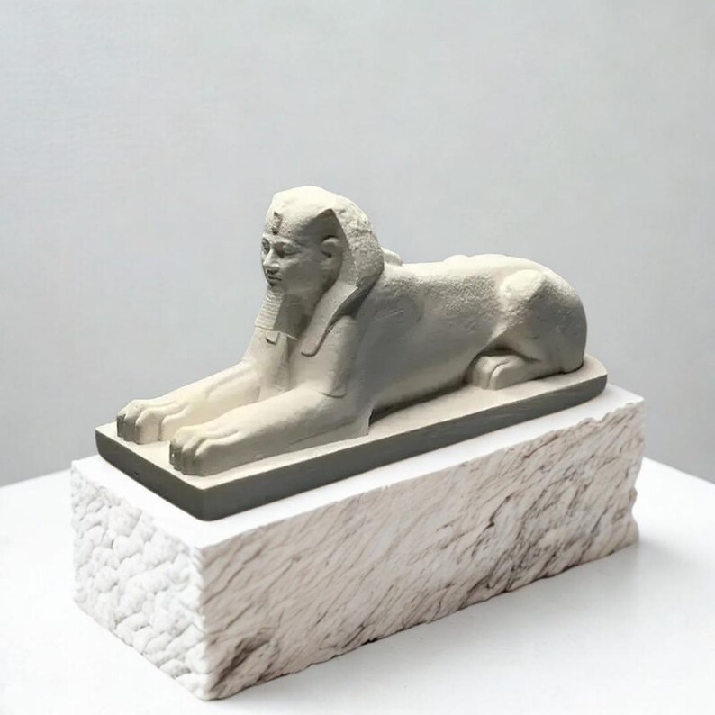 Egyptian Sphinx & Pyramid Statue | Mini Plaster Model for Home or ...