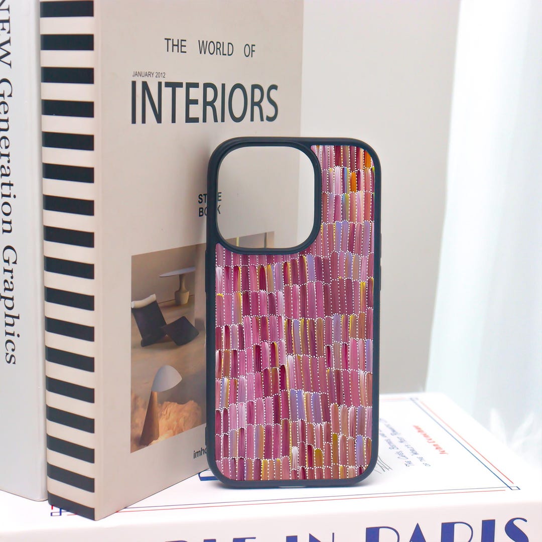 Custom Red-pink Style Shing Drawing Pattern With Fine Glitter iPhone ...