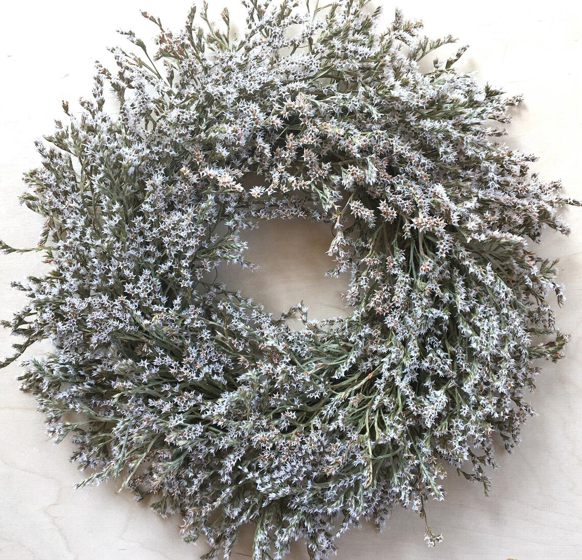Dried Flower WREATH Small German Statice White Green Dried Flower ...