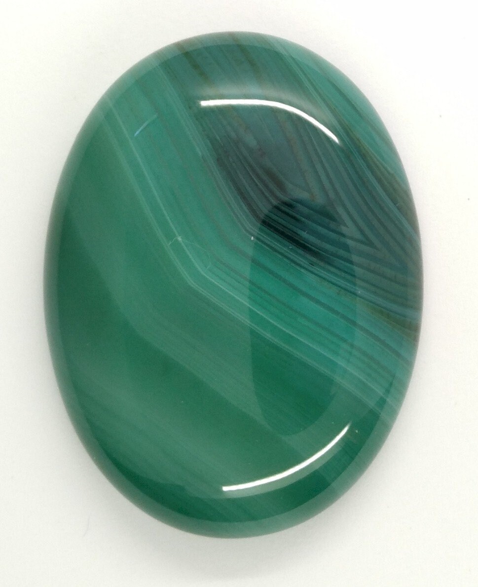 40x30mm Striated Green Dyed Agate Flat Backed Loose Gemstone | Etsy