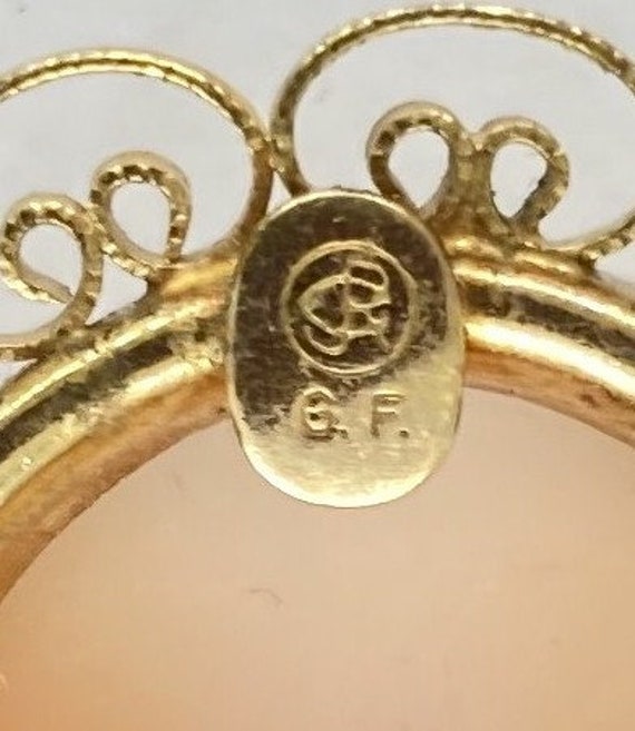gold filled Antique Vintage Hand carved Italian Shell… - Gem