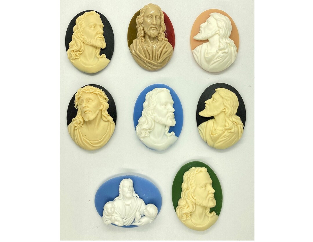 40x30mm Mixed Jesus Messiah God Religious 8pc Lot of Resin Cabochon ...