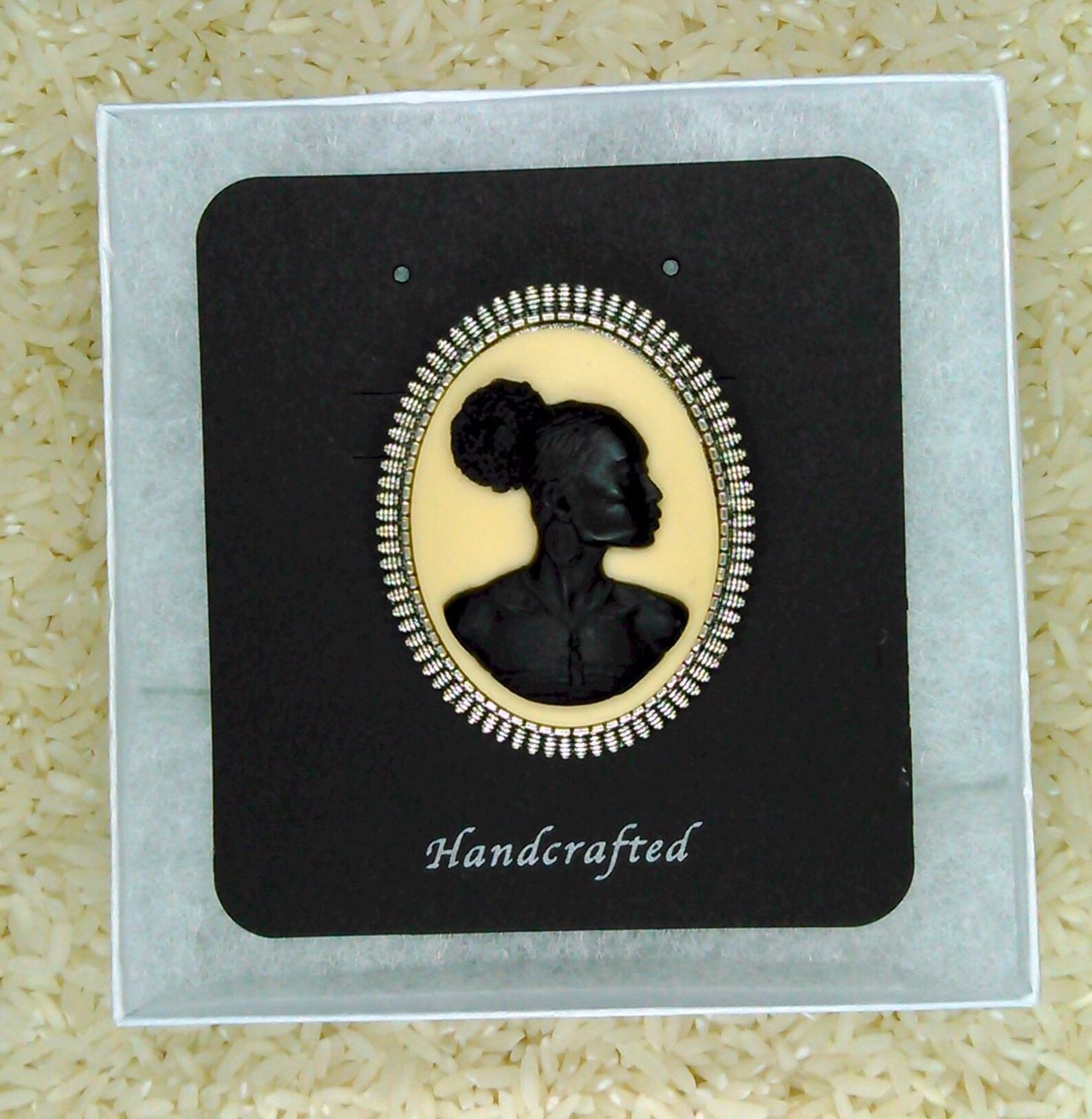 Black Americana Woman Cameo Brooch Pin African Jewelry Antique Silver ...