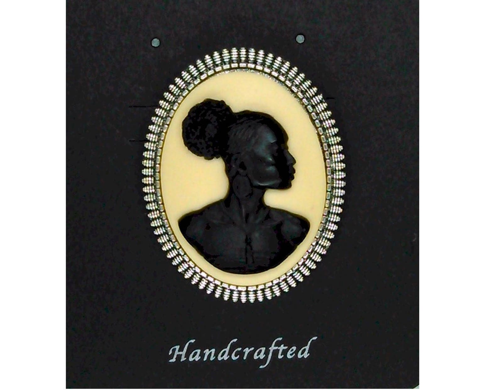 Black Americana Woman Cameo Brooch Pin African Jewelry Antique Silver ...