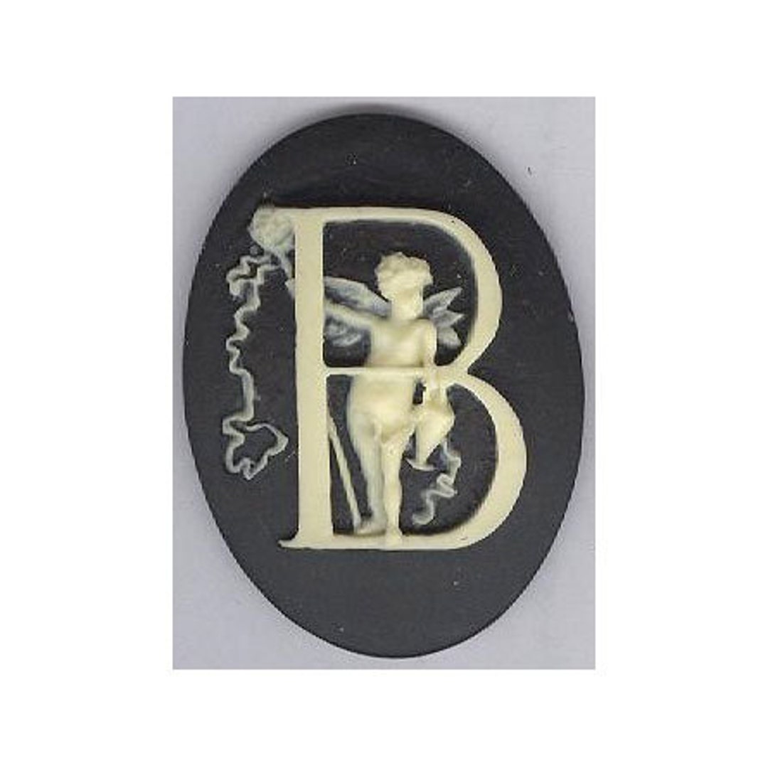 Personalize Any Gift Letter B Alphabet Cameo With Cherub or Angel Black ...