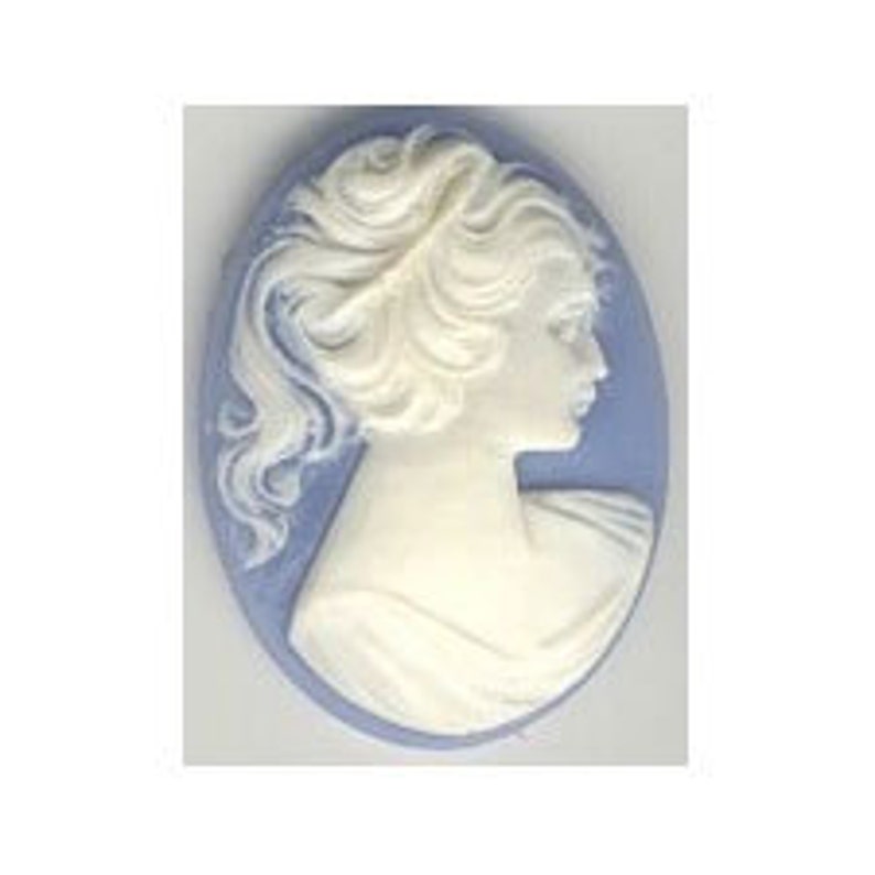 40x30mm Silhouette Cameo Blue White Resin Cameo Victorian Style ...