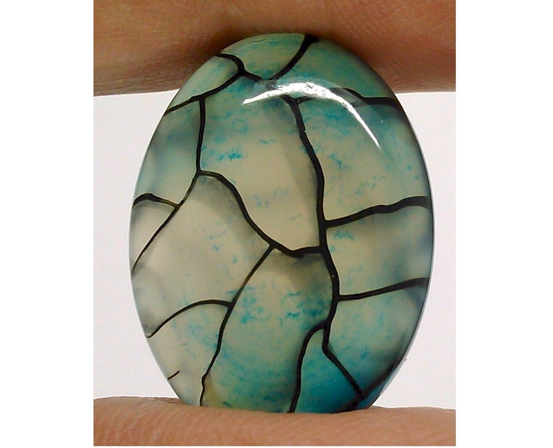 25x18mm Dyed Blue Dragons Vein Flat Back Loose Oval Crackle Agate ...