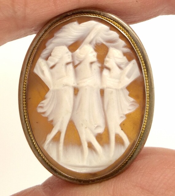 Antique Vintage Three Graces Italian Shell Cameo Broo… - Gem