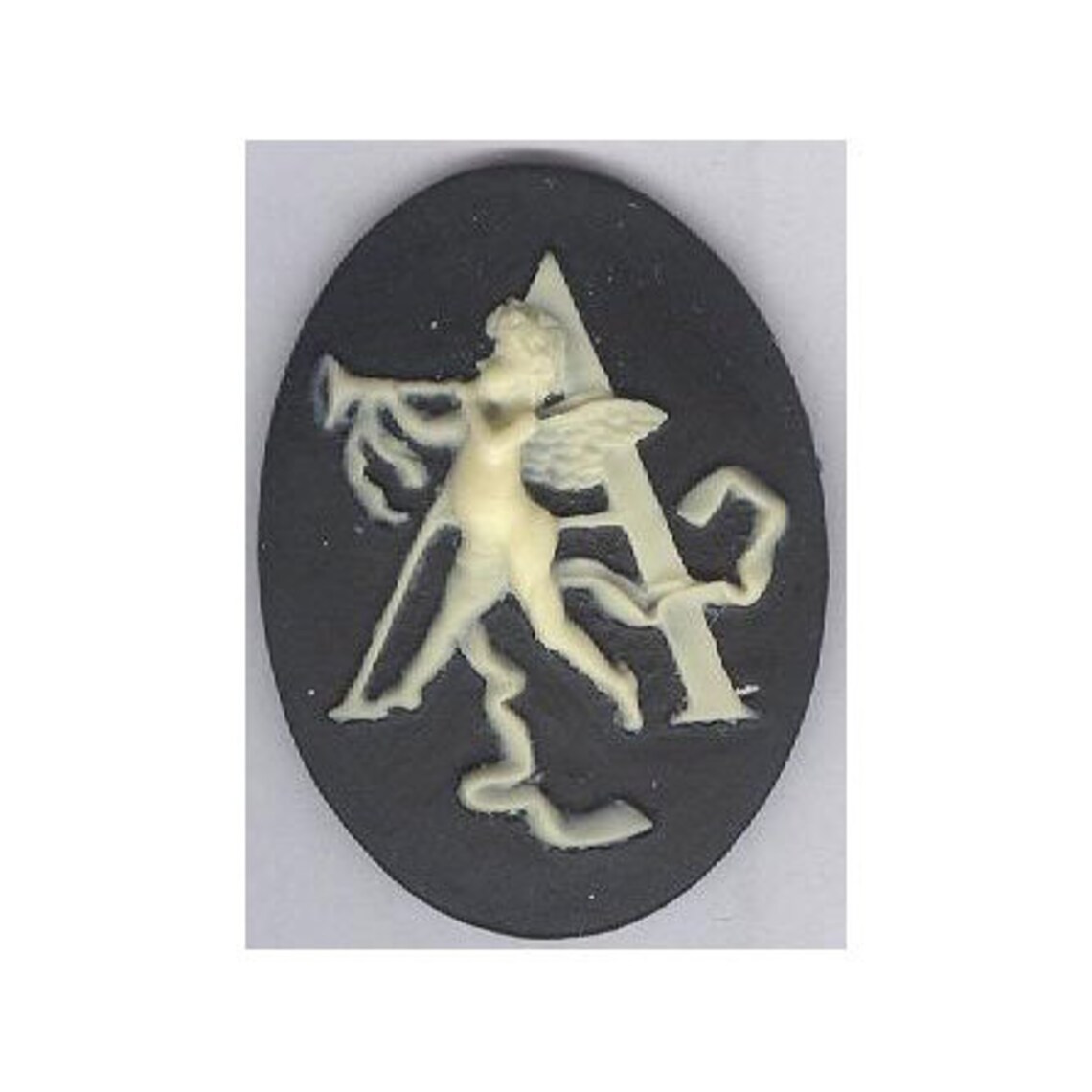 Alphabet Letter Black off White Letter A Resin Cameo With Cherub Angel ...