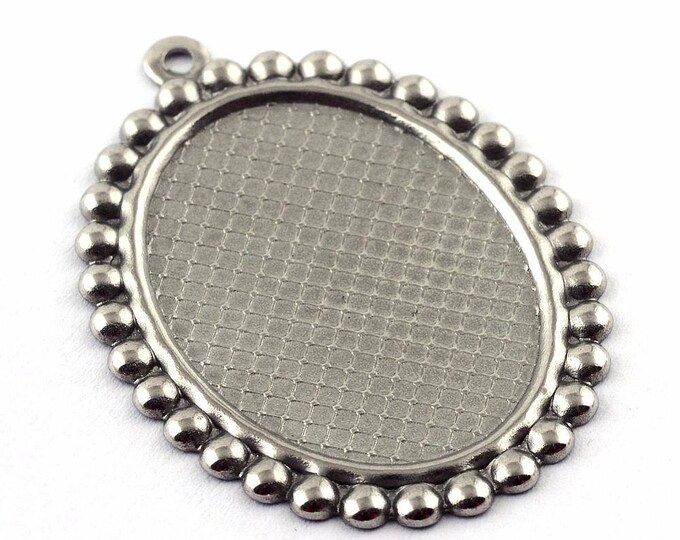 18x13mm Stainless Steel Cabochon Setting Frame Mount With Ring for Diy ...